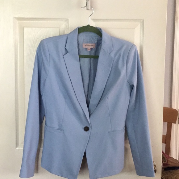 Philosophy | Jackets & Coats | Light Blue One Button Blazer By ...